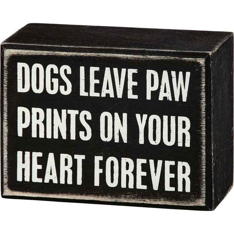 Dogs Paw Prints Box Sign - Wet Dog